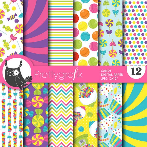 Candy Digital Paper Commercial Use Scrapbook Papers - Etsy