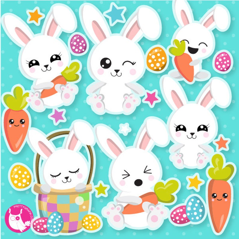 Easter Bunny Rabbits Clipart Clipart Commercial Use Vector - Etsy