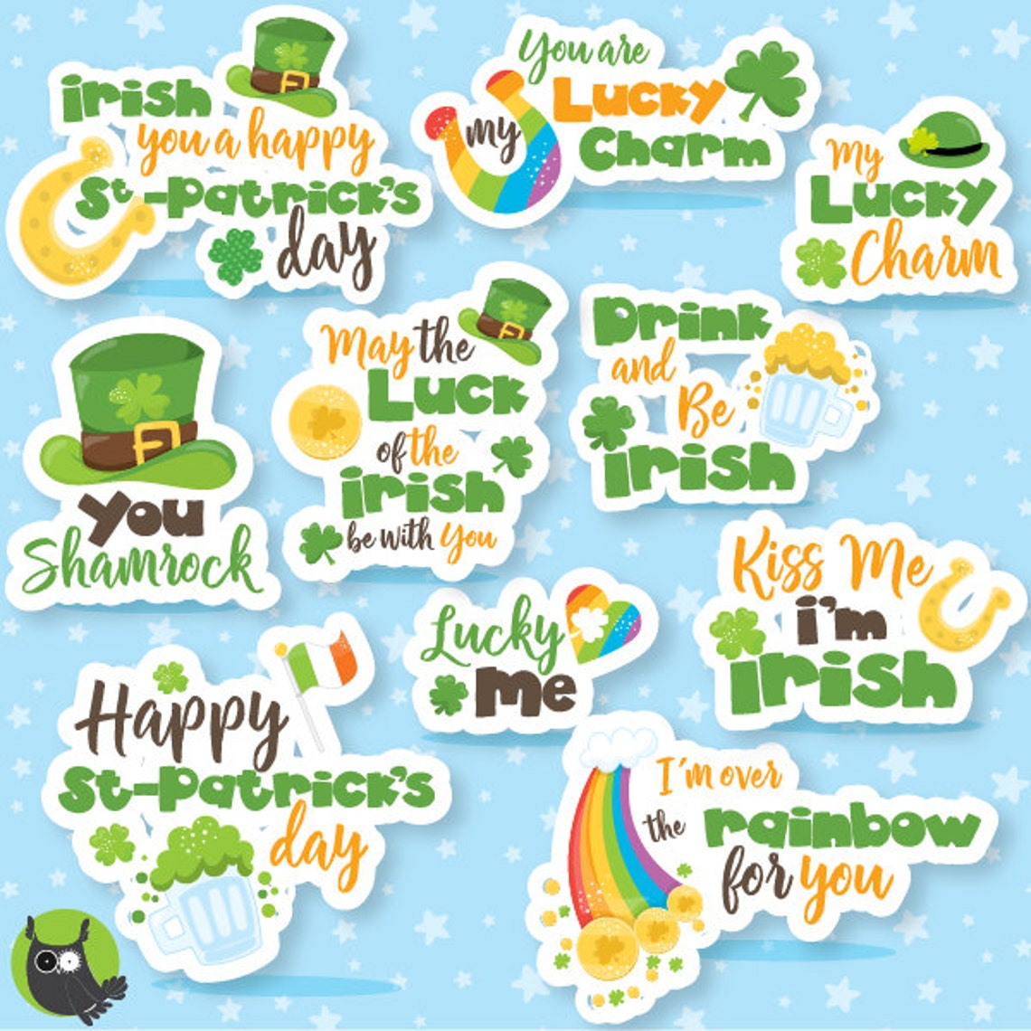 St-patrick's Day Word Art Clipart Commercial Use Irish - Etsy