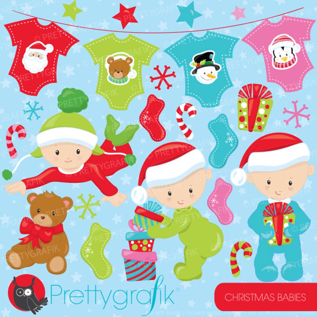 Christmas Babies Clipart Commercial Use Christmas Onesie - Etsy