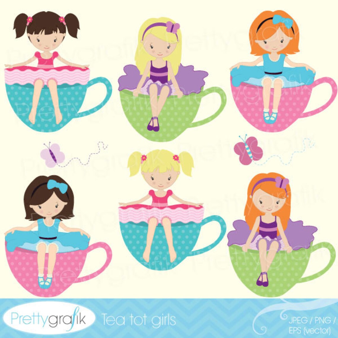 Tea Party Clipart for Scrapbooking Commercial Use Vector - Etsy