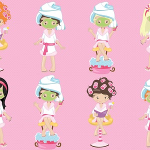Spa Girls Clipart for Party Printables, Png, Graphics, Printable ...