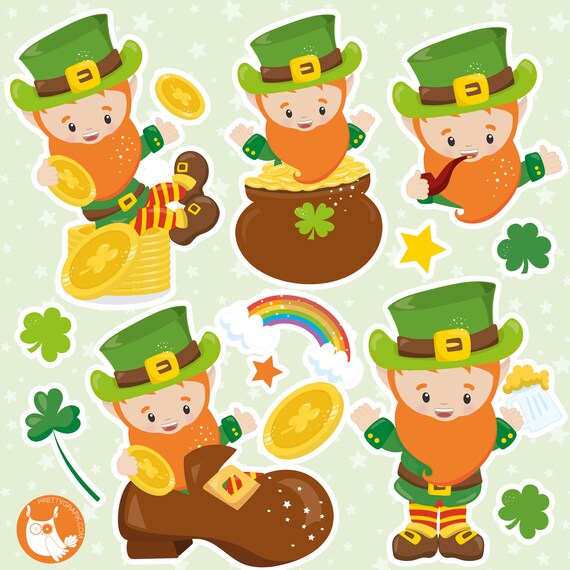 Happy Leprechaun Clipart Clipart Commercial Use Vector | Etsy