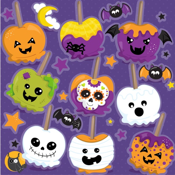 Halloween Candy Apple clipart, candy, commercial use, Halloween vector ...