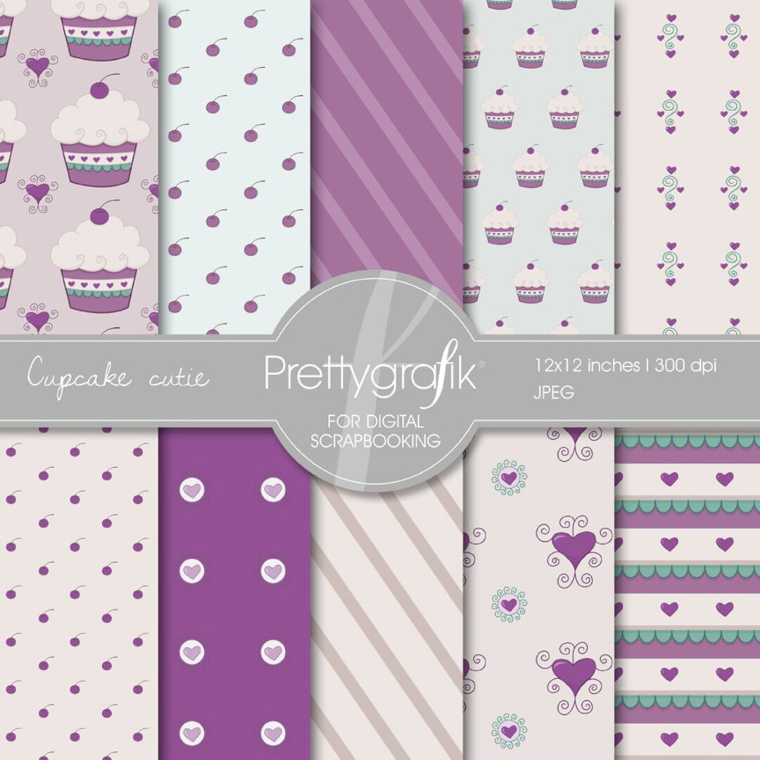 Cupcake Cutie Digital Paper, Commercial Use, Scrapbook Patterns ...