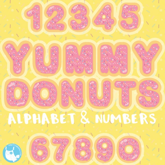 Donut alphabet numbers clipart, clipart commercial use, l vector ...