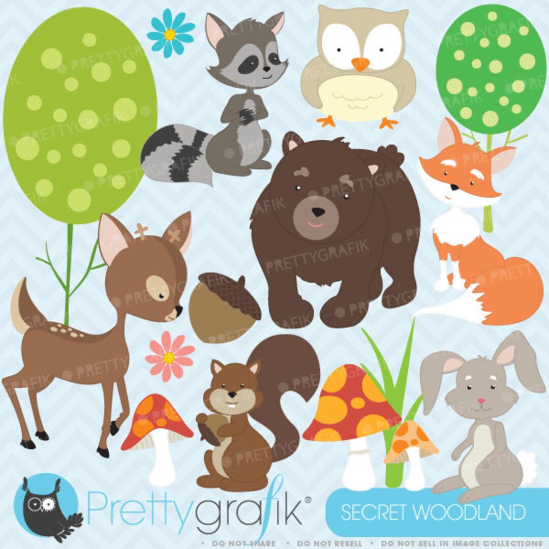 Woodland Animals Clipart Commercial Use, Vector Graphics, Digital Clip ...