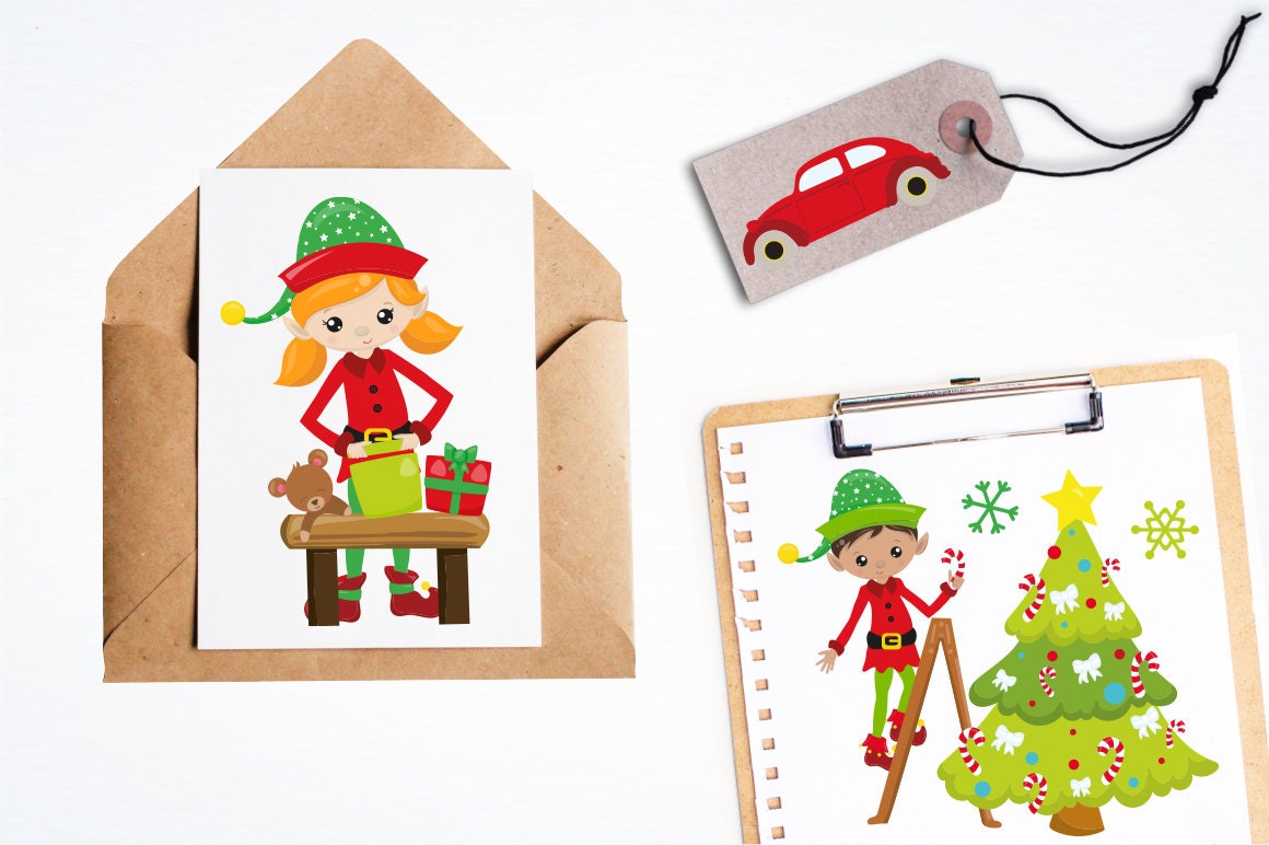 Elf Workshop Clipart Clipart Commercial Use Vector - Etsy
