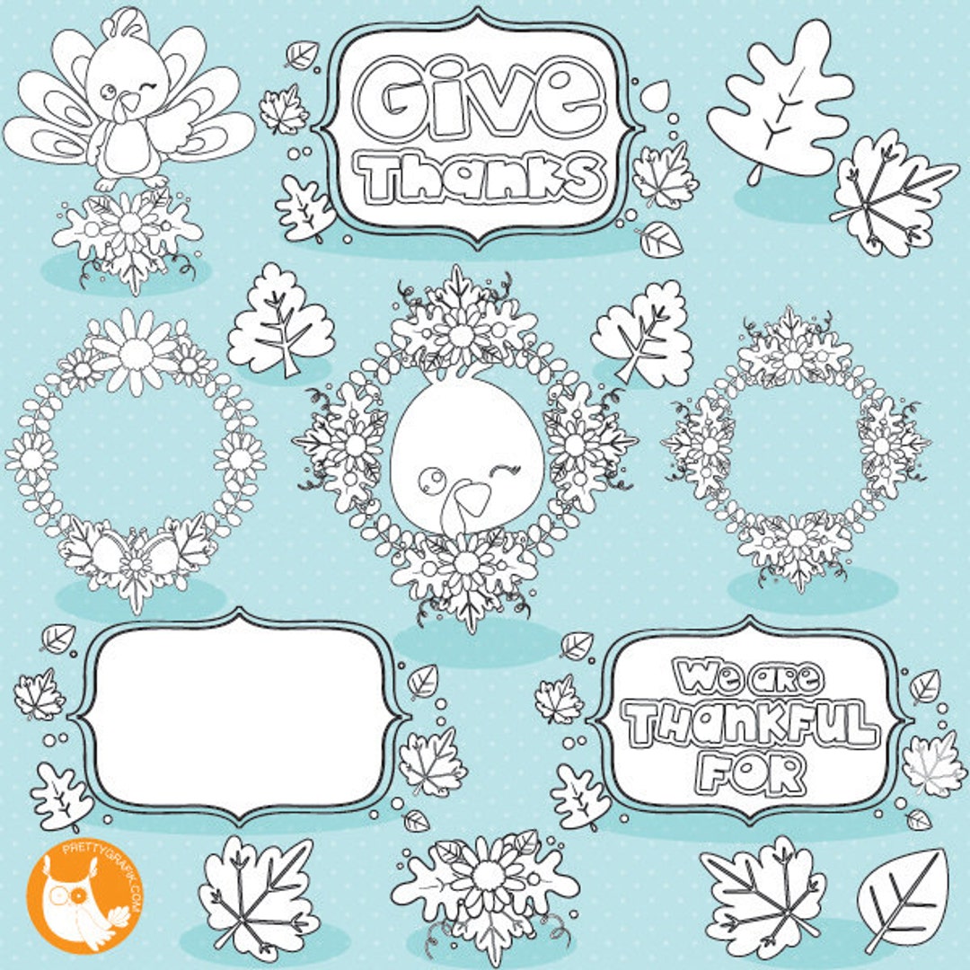 Thanksgiving Digital Stamp Commercial Use, Vector Graphics, Digital ...