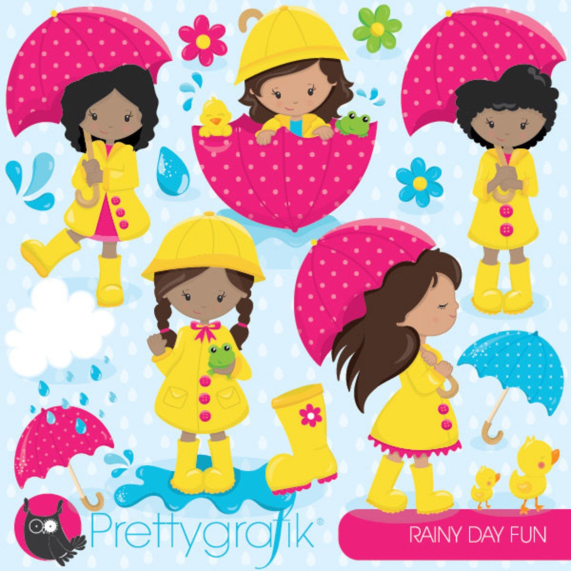 April Showers Clipart Commercial Use Rainy Day Vector - Etsy