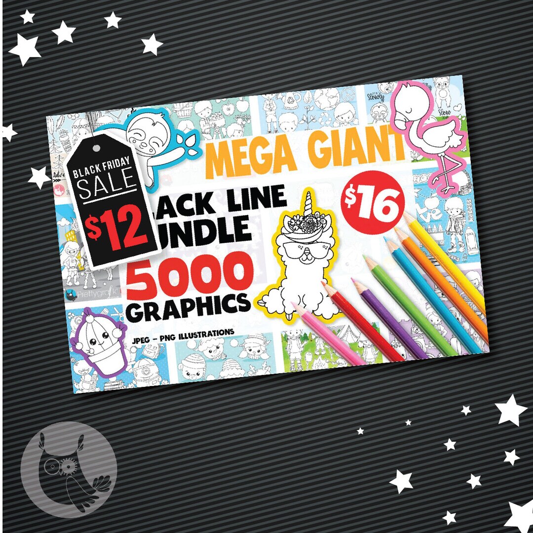 Black Lines BUNDLE Graphic Set, Digital Stamps Clipart Commercial Use ...