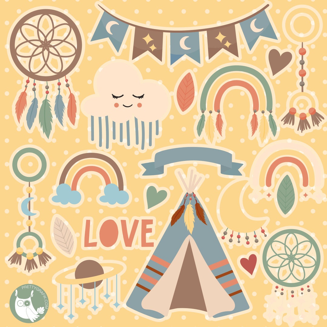 Boho Elements, Clipart, Clipart Commercial Use, Vector Graphics, Clip ...