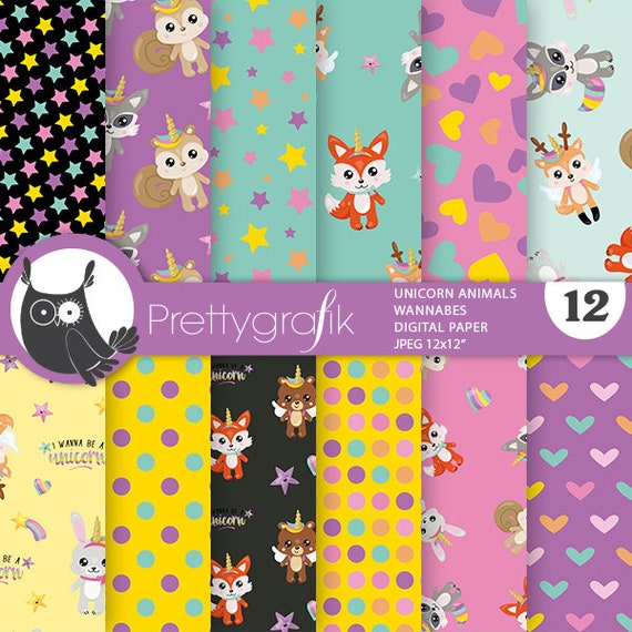 Unicorn Wannabes, patterns, commercial use, scrapbook papers ...