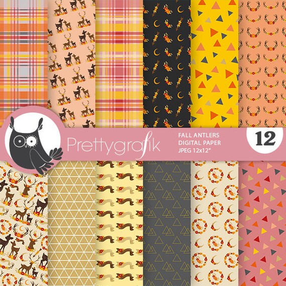 Fall Antlers, patterns, commercial use, scrapbook papers, background ...