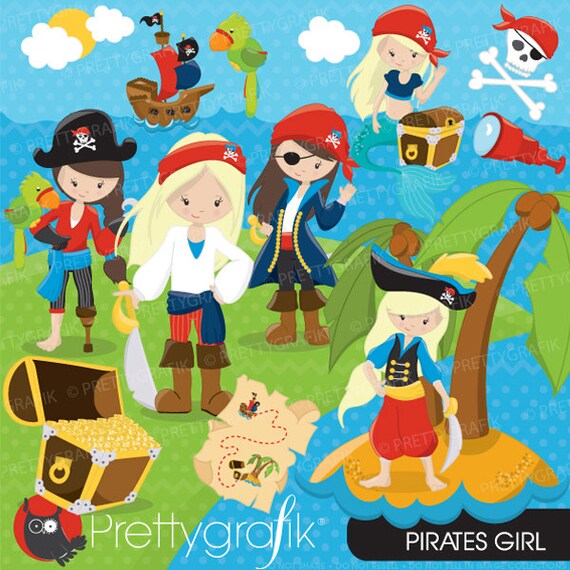 Pirate Girl clipart commercial use, vector graphics, digital clip art ...