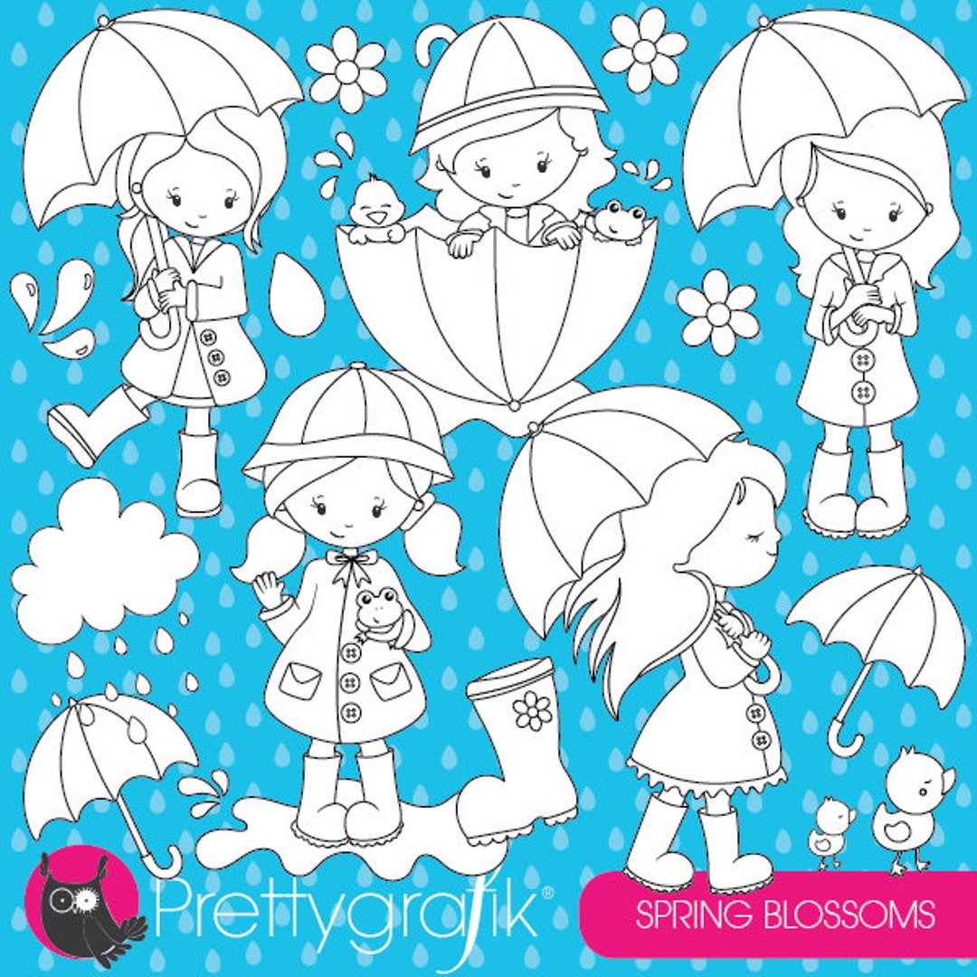April Showers Clipart Commercial Use, Rainy Day, Graphics, Digital Clip ...