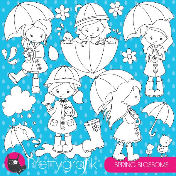 April Showers Clipart Commercial Use Rainy Day Graphics - Etsy