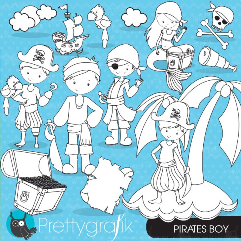 Pirate Boy Clipart Commercial Use Vector Graphics Digital - Etsy