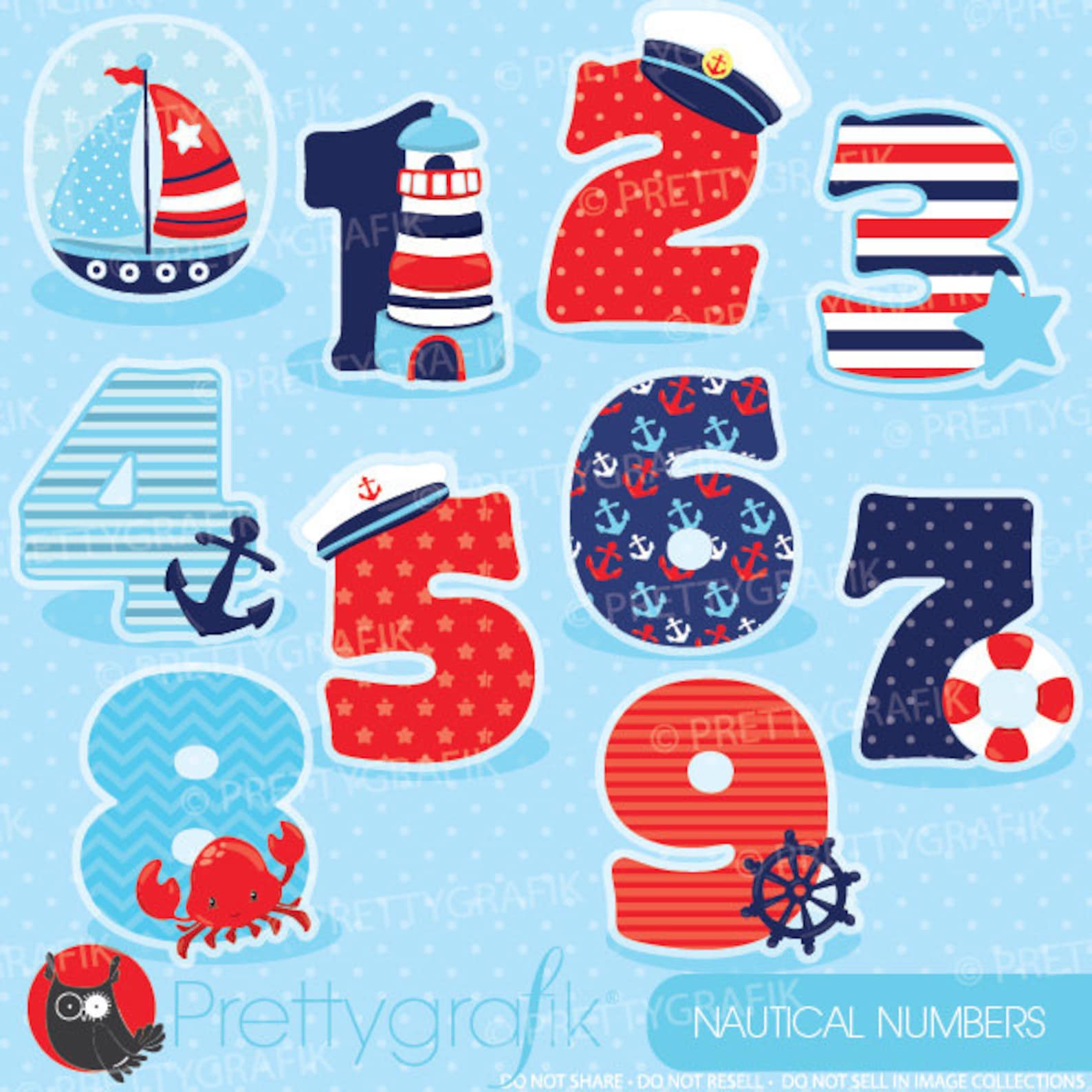 Nautical Numbers Clipart Clipart Commercial Use Vector - Etsy