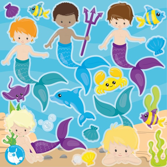Boy Mermaid, clipart, clipart commercial use, vector graphics, clip art ...