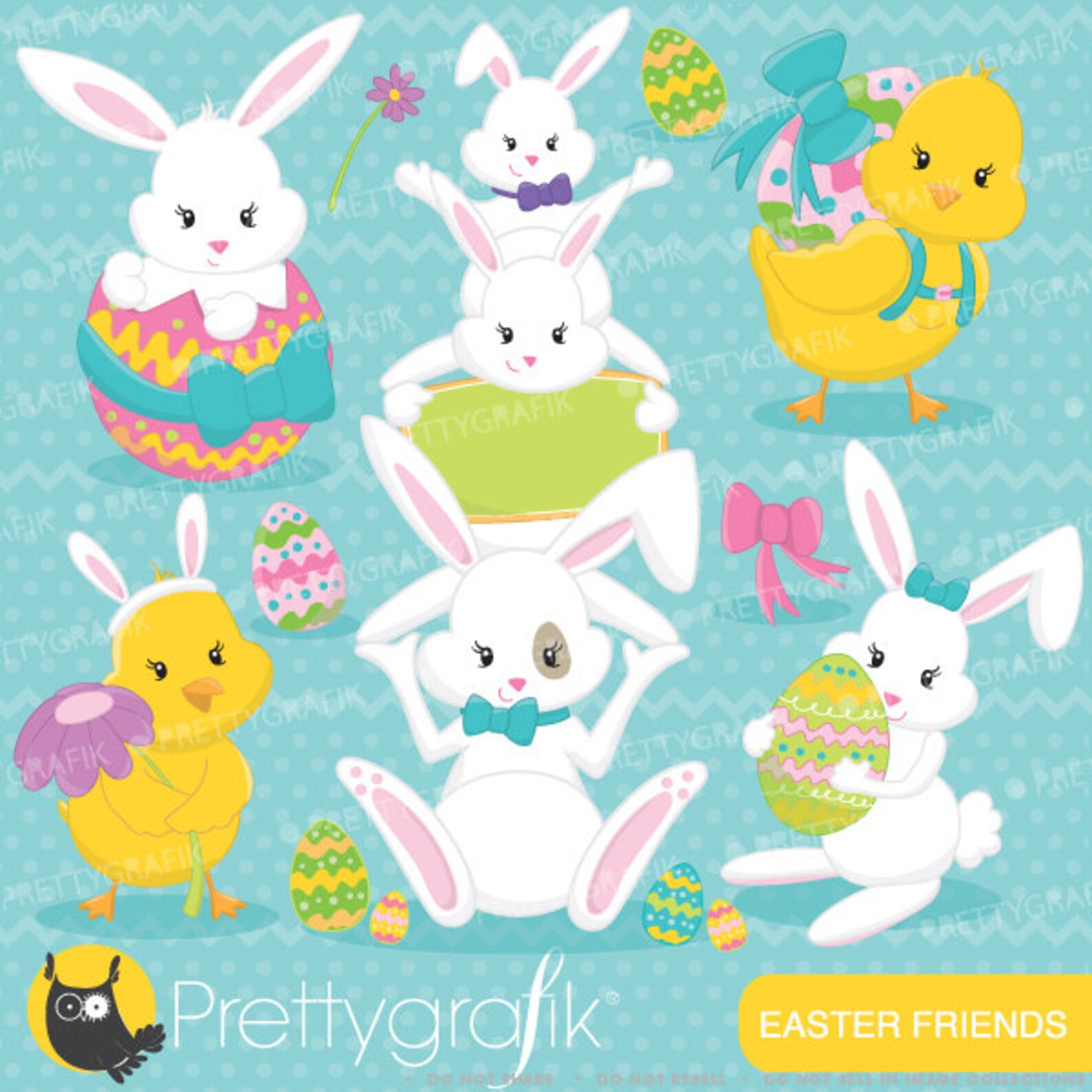 Easter Friends Easter Bunny Clipart Commercial Use Vector - Etsy