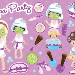 Spa Girls Clipart for Party Printables, Png, Graphics, Printable ...