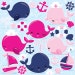 Pink Nautical Whales Clipart Commercial Use, Pink Whale Vector Graphics ...