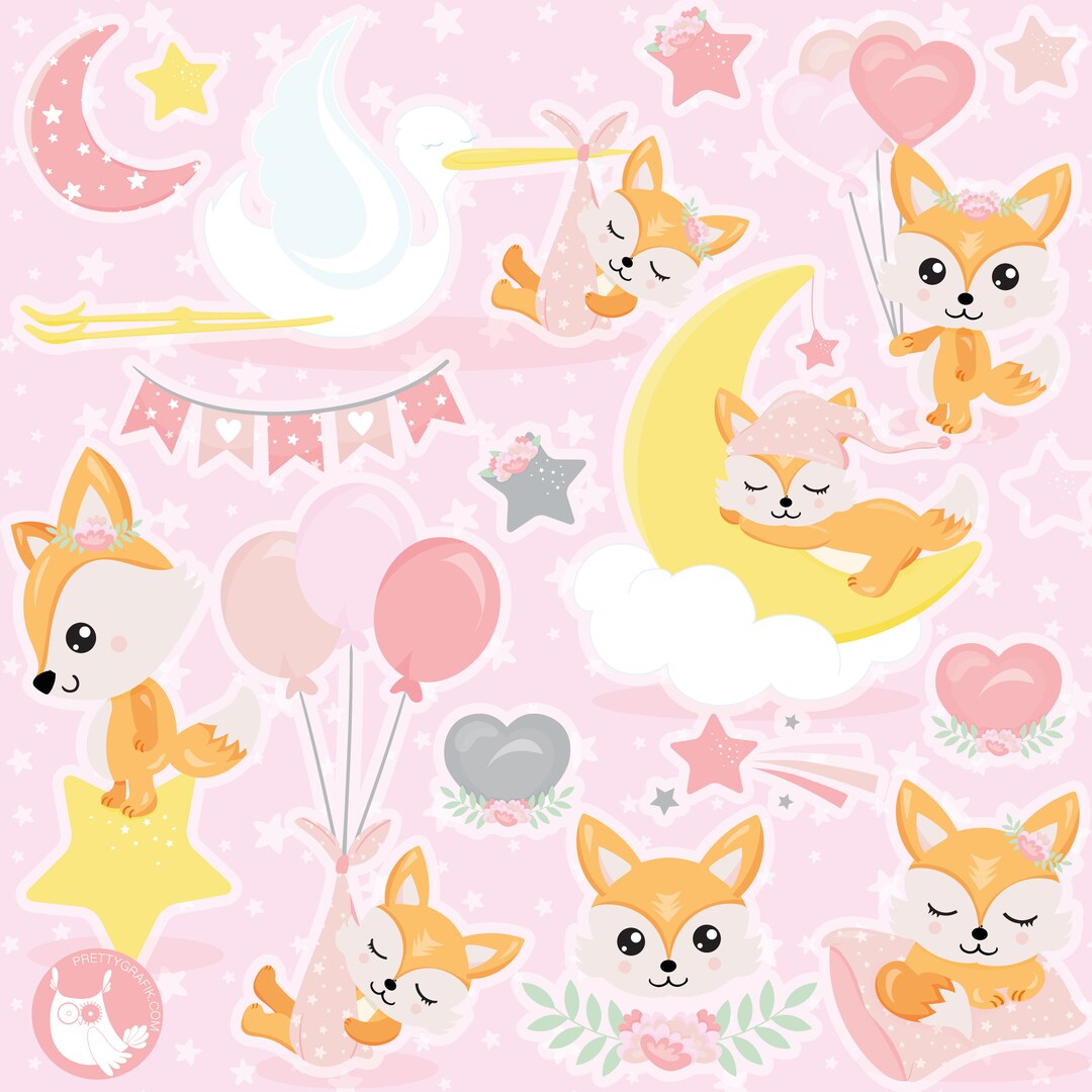 Baby Girl Fox, Clipart, Clipart Commercial Use, Vector Graphics, Clip ...
