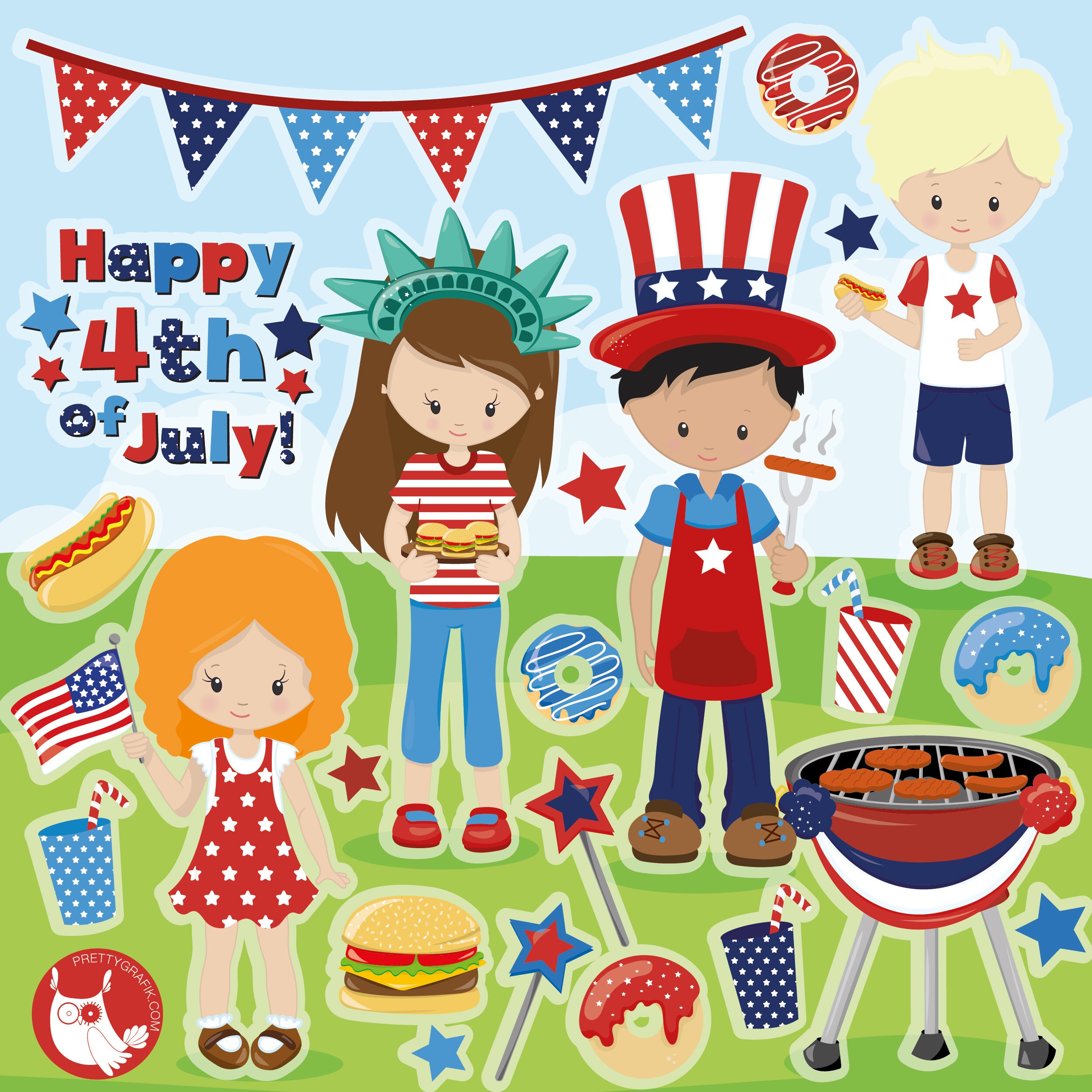 4th of July BBQ Clipart Clipart Commercial Use Vector - Etsy