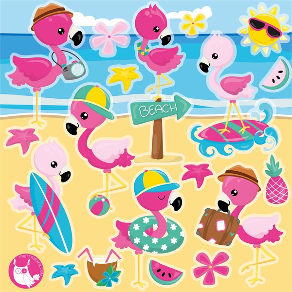 Flamingo Clipart - Etsy