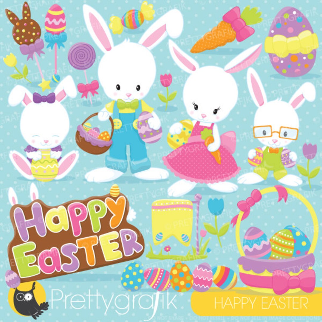 Easter Bunny Clipart Commercial Use, Vector Graphics, Digital Clip Art ...