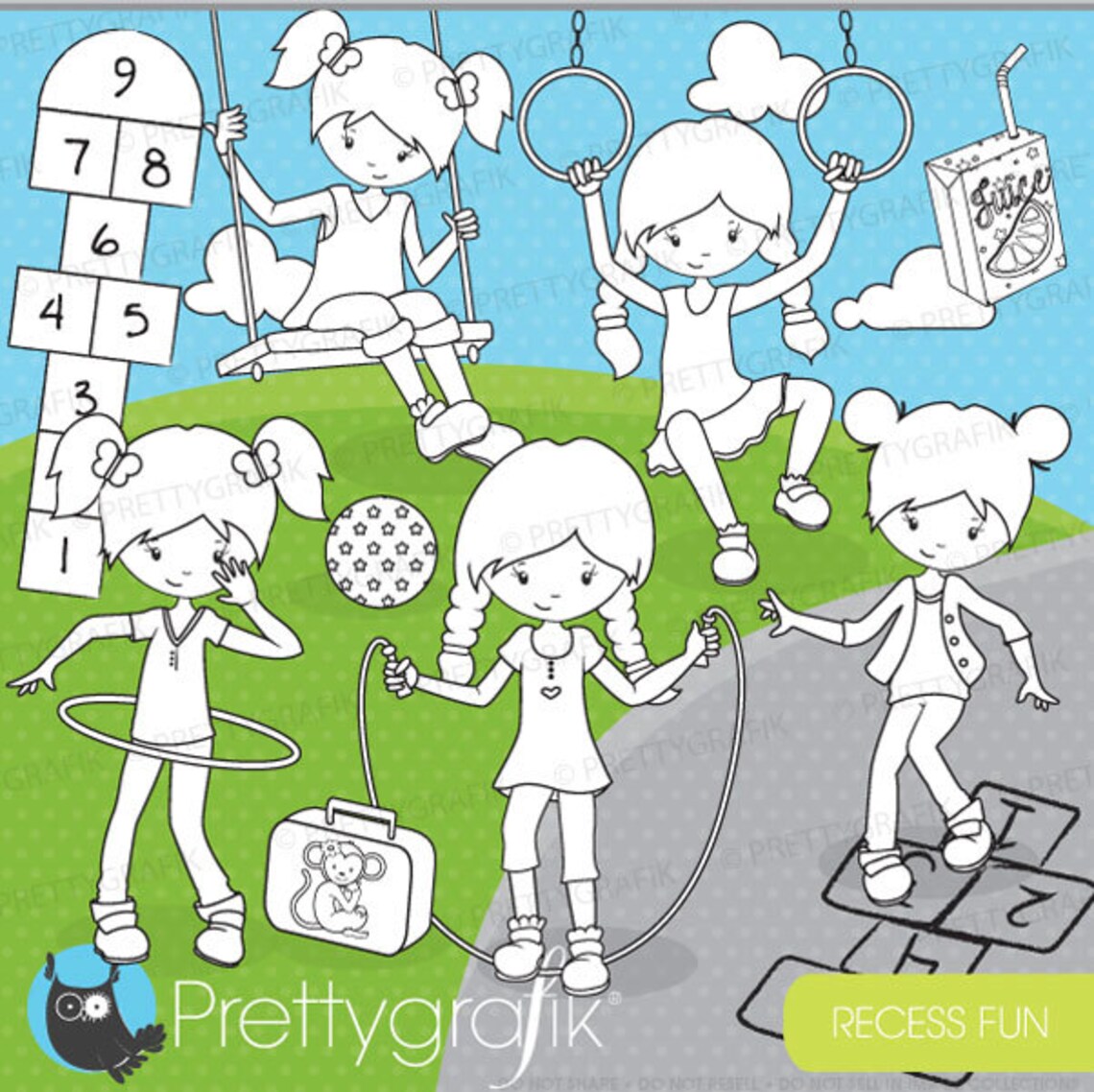 Recess Fun Kids Digital Stamp Commercial Use Vector Graphics - Etsy