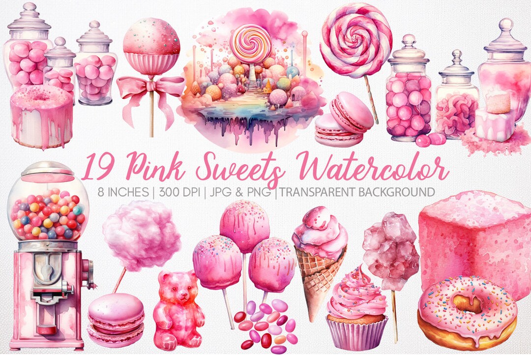 Candy Watercolor Png Graphics Printable Commercial Use - Etsy