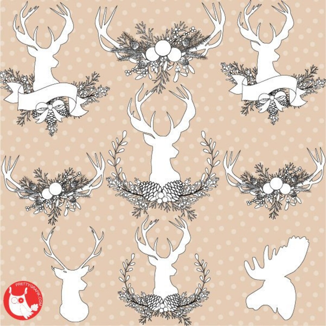 Christmas Reindeer Mistletoe Stamp Commercial Use, Vector Graphics ...
