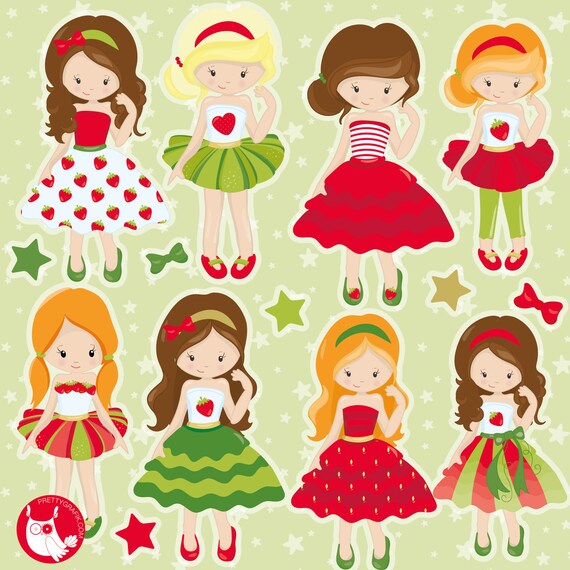 Strawberry Girls, clipart, clipart commercial use, vector graphics ...