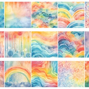 72 Rainbow Background Papers Bundle, Graphics, Printable, Commercial ...