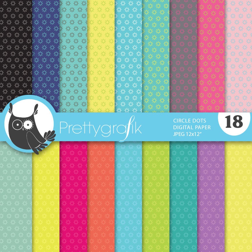 Circle Polka Dot Digital Paper Commercial Use Scrapbook - Etsy