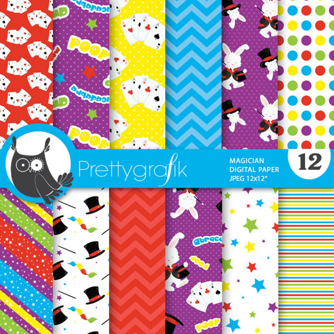 Magician Digital Paper, Commercial Use, Scrapbook Patterns, Background ...