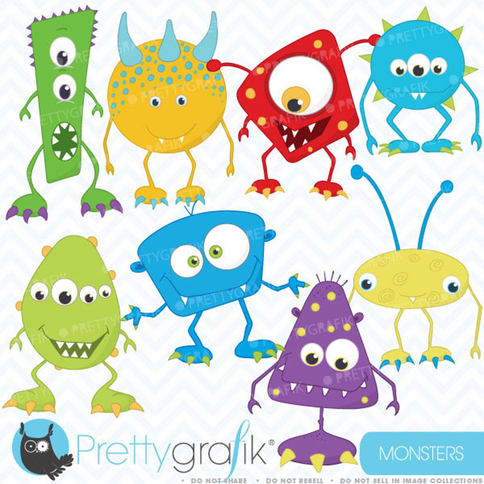 Monster Clipart Commercial Use Vector Graphics Digital Clip - Etsy