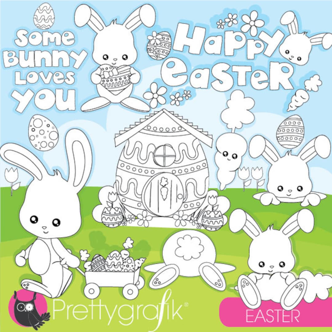 Easter Stamps, Easter Bunny Stamps Commercial Use, Vector Graphics ...
