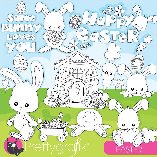 Easter Stamps Easter Bunny Stamps Commercial Use Vector - Etsy