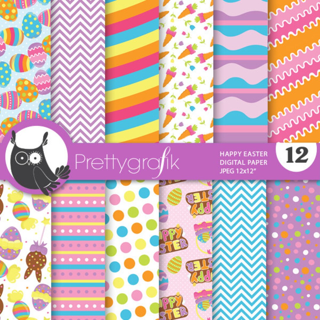 Happy Easter Paper Digital Patterns, Commercial Use, Scrapbook Papers ...
