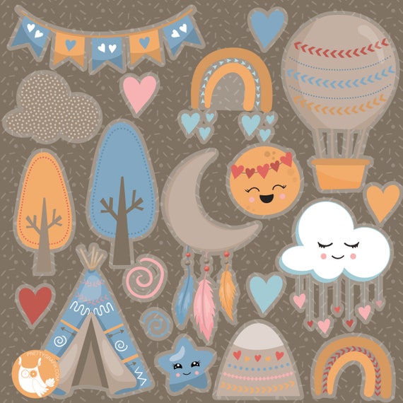 Boho Elements, clipart, clipart commercial use, vector graphics, clip ...