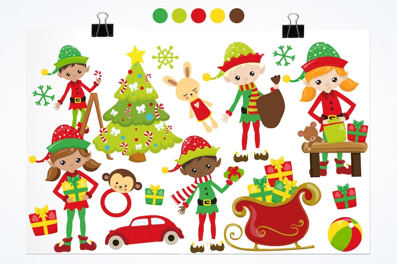 Elf Workshop Clipart Clipart Commercial Use Vector - Etsy