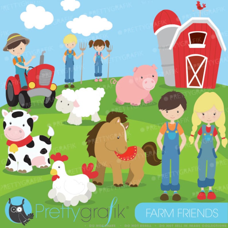 Farm Animals and Friends Clipart Commercial Use Vector - Etsy