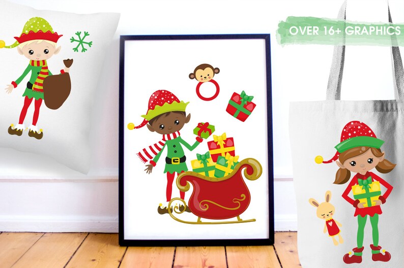 Elf Workshop Clipart Clipart Commercial Use Vector - Etsy