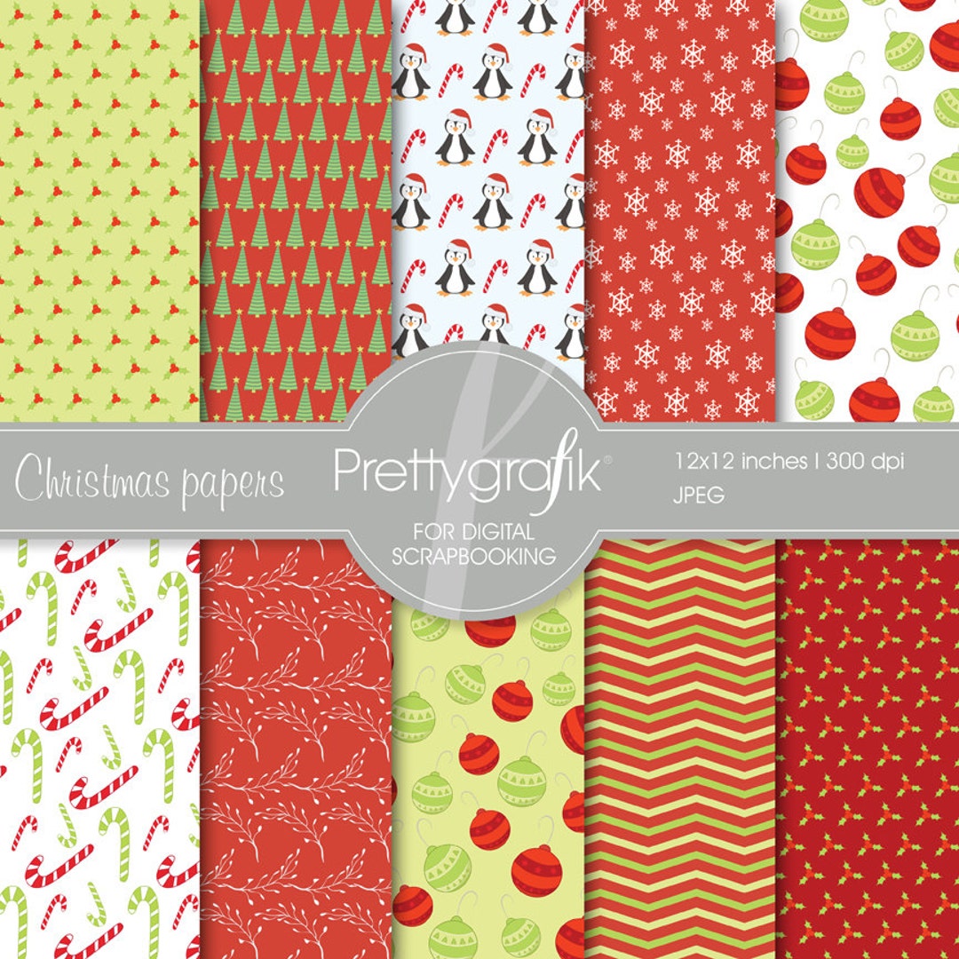 Christmas Digital Paper, Commercial Use, Scrapbook Papers, Background ...