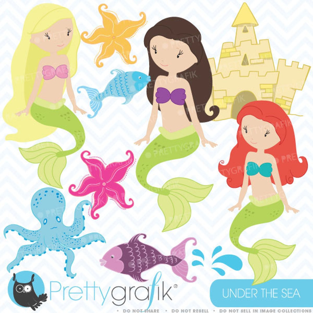 Mermaid Clipart Commercial Use, Vector Graphics, Digital Clip Art ...
