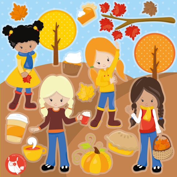 Fall Girls, clipart, clipart commercial use, vector graphics, clip art ...