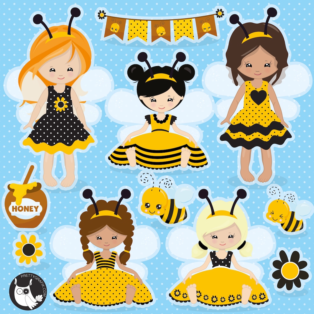Bee Girls Clipart Clipart Commercial Use Vector Graphics - Etsy Hong Kong
